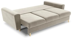 Béžová sametová rozkládací/s úložným prostorem pohovka 235 cm Kyoto – Cosmopolitan Design