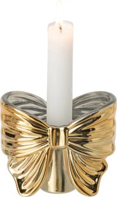 Zlatý skleněný svícen ve tvaru mašle Bow – 10*6*8 cm / 2cm