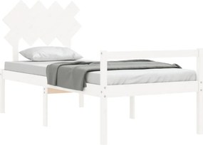 Postel s čelem pro seniory bílý Single masivní dřevo 3195512