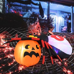 Costway Nafukovací halloweenský pavouk s dýní a rotujícími LED světly Dekorace