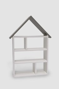 Vingo Dětská domečková knihovna - bílá s šedou stříškou, 90 cm