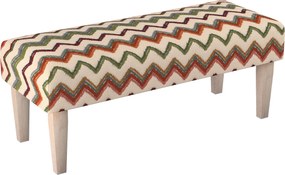 Dlouhá lavička 100x40cm barva vícebarevná látka pletený vzor, vzorované