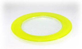 BDK-GLASS Kulaté talíře BAND - se žlutým okrajem Průměr: 40cm