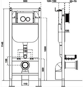 Mexen Tex Air E, podomítkový rám s pneumatickým ovládáním pro WC, 61109A