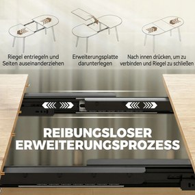HOMCOM jídelní stůl Roztažný jídelní stůl o rozměrech 120–160 x 80 cm pro 4–6 osob s venkovským stylem kuchyně, jídelny a dubu