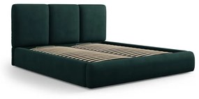 Tmavě zelená čalouněná dvoulůžková postel s úložným prostorem s roštem 140x200 cm Brody – Mazzini Beds