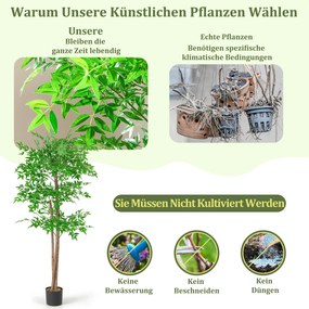 Costway 150 cm Umělá rostlina Bambus Umělý strom s květináčem Umělá rostlina