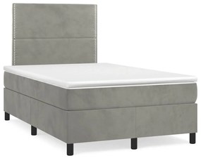 vidaXL Box spring postel s matrací světle šedá 120x190 cm samet