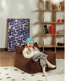 Tmavě hnědý dětský sedací vak z textilie bouclé Warm Hazel – Wigiwama