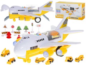 Creative Corner Letadlo Transporter + 6 vozů stavební vozidla boční/přední