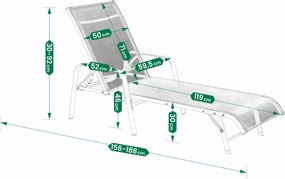 Jumi Zahradní ocelové polohovací lehátko OM-358119 béžové