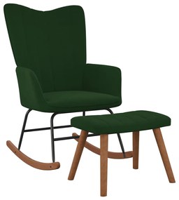Houpací křeslo se stoličkou tmavě zelené samet - Default Title