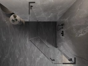 Mexen Lunar, L pravý výklopný pětiúhelníkový sprchový kout 90x100 cm průhledný, profil grafit broušený, 831L-090P-100L-66-00-P