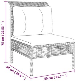 6dílná zahradní sedací souprava s poduškami šedá polyratan,  3187523