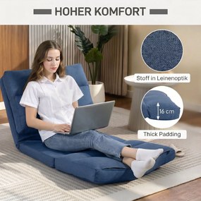 HOMCOM 1místné sklápěcí křeslo – přetvořitelné na lehátko, 5 poloh, nosnost 120 kg, tmavě modré, 70 × 72 × 56 cm