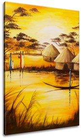 Gario Ručně malovaný obraz Africká vesnice Rozměry: 70 x 100 cm