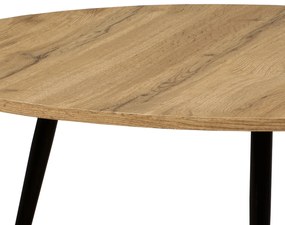 AUTRONIC Konferenční stolek, MDF, dekor divoký dub, kov, černý lak