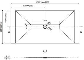 Mexen Toro obdélníková vanička do sprchového koutu SMC 170 x 80 cm, Černá - 43708017