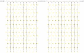 Easy Fix LED závěs světelný venkovní 200 × 150 cm, teple bílá s FLASH, 300 diod, bílý kabel IP67, prodlužovací