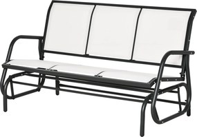 Outsunny zahradní houpačková lavička pro 3 osoby z kovu a prodyšného síťového materiálu, 147x75x85 cm, béžová