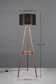 Hnědá stojací lampa s poličkou (výška 152 cm) Colette – Reality