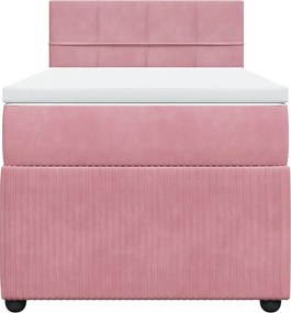 Box spring postel s matrací růžová 80 x 200 cm samet 3287595