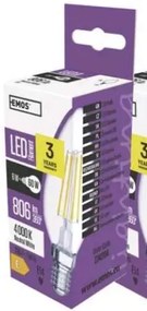 Emos LED žárovka filament E14 6W, denní bílá 4000K 806Lm