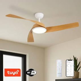 ZEVENTI - LED Stropní ventilátor AERYS LED/24W/230V Wi-Fi Tuya bílá/dub + DO