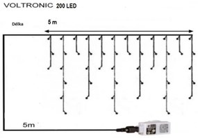 VOLTRONIC světelný déšť 200 LED teplá/studená bílá 5m