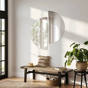 Půlkruhové zrcadlo na zeď bez rámu 50x100 cm