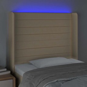 Čelo postele s LED krémové 93 x 16 x 118/128 cm textil 3124175