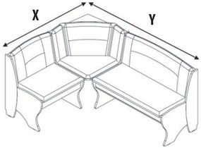 Iktus Rohová jídelní lavice BERN Strana B: 104 cm, Strana A: 134 cm