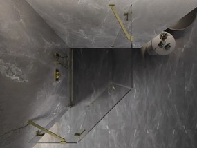 Mexen Lunar, Pětiúhelníkový sprchový kout Mexen Lunar s výklopným levým oknem 80 x 100 cm, 8mm čiré sklo, zlatý matný profil, 831-080L-100P-55-00-L