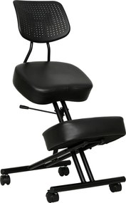 HOMCOM ergonomická klekačka s opěradlem a kolečky, černá