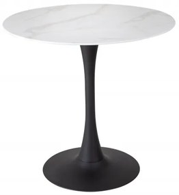 Noble Home Černobílý skleněný stůl Lyon 80 cm
