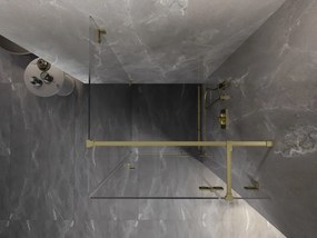 Mexen Lunar T, výklopný sprchový kout pravý 110 x 110 cm, 8mm čiré sklo, zlatý kartáčovaný - 834T-110-110-55-00-P