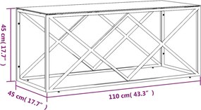 vidaXL Konferenční stolek 110 x 45 x 45 cm nerezová ocel a sklo [349962] Barva: Zlatá a černá