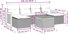 7dílná zahradní sedací souprava s poduškami béžová polyratan 3260309