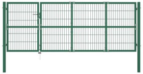 Zahradní plotová branka se sloupky 350 x 120 cm ocelově zelená 142570