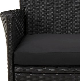 3dílný zahradní bistro set s poduškami černý polyratan 3187426