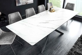 Roztahovací keramický stůl Halia 160-200 cm bílý mramor