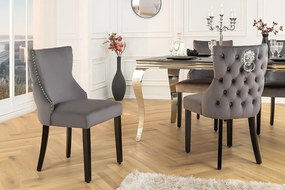 Designová židle Queen Lví hlava šedý samet