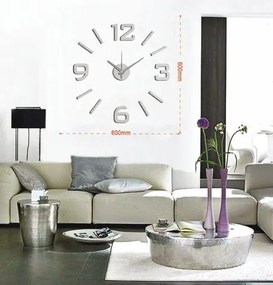 Nástěnné hodiny Stardeco samolepící stříbrné matné