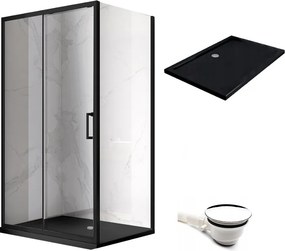 BPS-koupelny Obdélníkový sprchový kout KZ104B BL 110x90 černý/transparent + vanička ST04B BL černá
