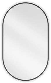 Mexen Loft, oválné koupelnové zrcadlo 85 x 50 cm, barva rámu černá matná, 9851-085-050-000-70