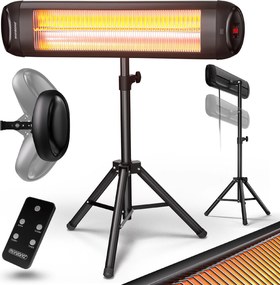 Infrazářič MZH2500 černý 2500W 90° nastavitelný s stojan