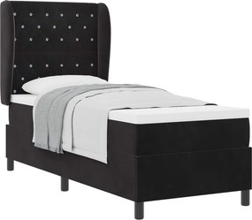 Postel s boxspringem s matrací s čelo Černý 200 x 80 cm samet 3340846