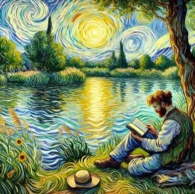 NORIMPEX Malování podle čísel Muž s knihou u jezera / 40x50 cm