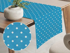 Biante Dekorační běhoun na stůl Leona LN-021 Bílé puntíky na modrém 20x140 cm