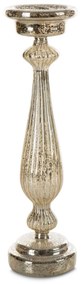 SKLENĚNÝ SVÍCEN 11 11X41 CM STŘÍBRNÁ